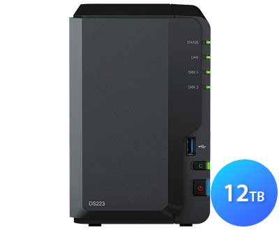 Synology DS223 12TB DiskStation - Storage NAS 2 Bay p/ discos SATA/SSD