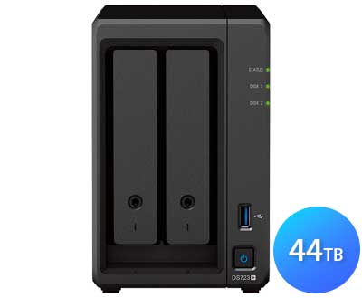 Synology DS723+ 44TB DiskStation - Storage NAS 2 Bay SATA/NVMe